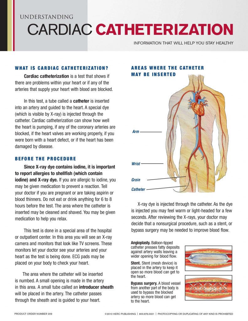 Catheter Cardiac Cath Procedure Catheter Cardiac Cath Procedure